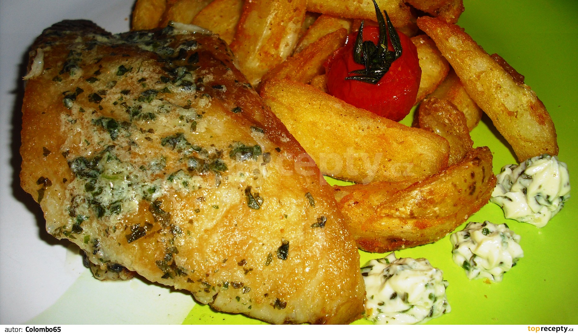 Okoun nilský s bylinkovým máslem recept - TopRecepty.cz