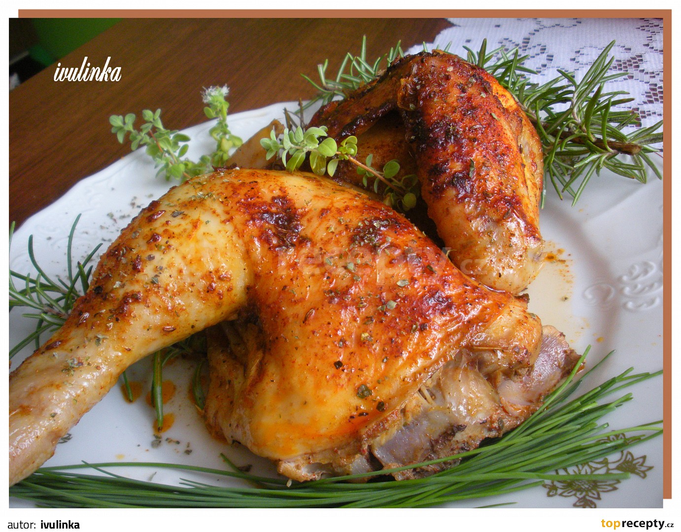 Kuře pečené na bylinkách recept - TopRecepty.cz