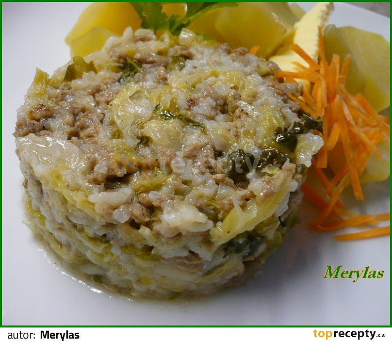 Mleté maso s kapustou a rýží recept - TopRecepty.cz