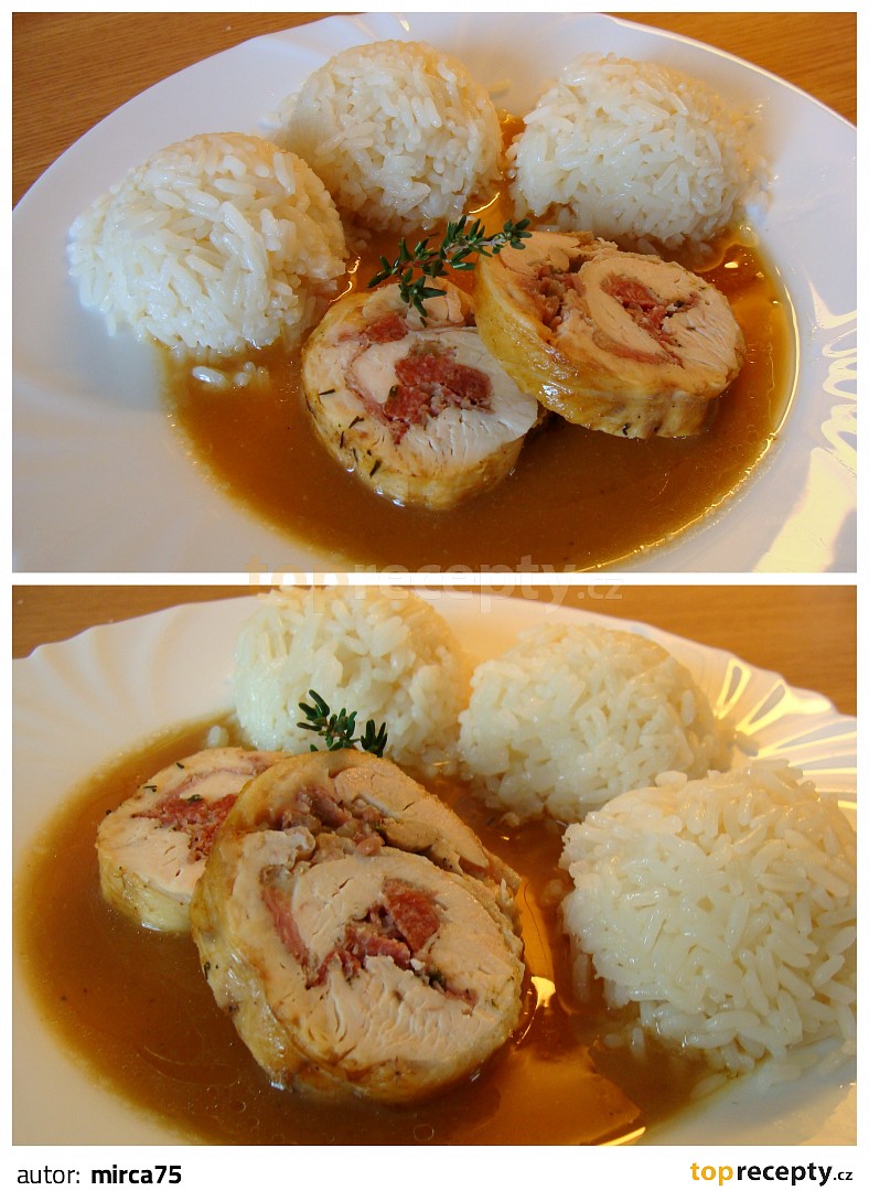 Kuřecí roláda plněná Schwarzwaldskou šunkou a jablkovým pyré recept ...