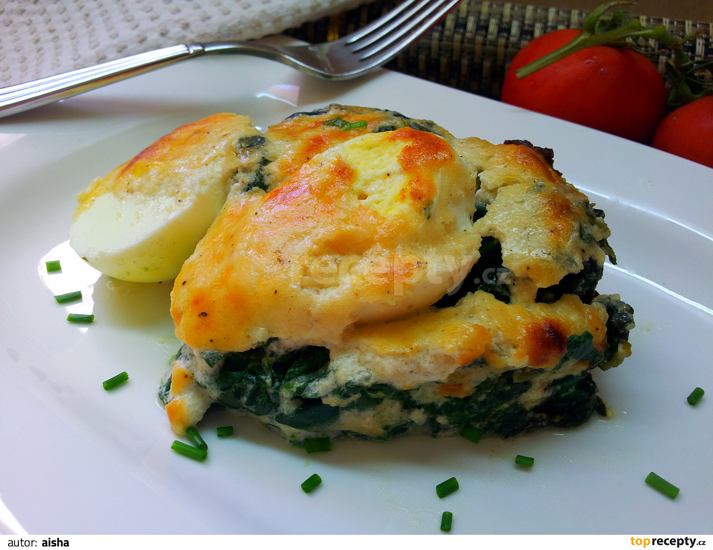 Zapeceny spenat s brambory a vejcem recept - TopRecepty.cz