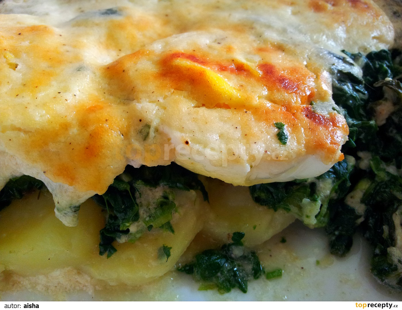 Zapeceny spenat s brambory a vejcem recept - TopRecepty.cz