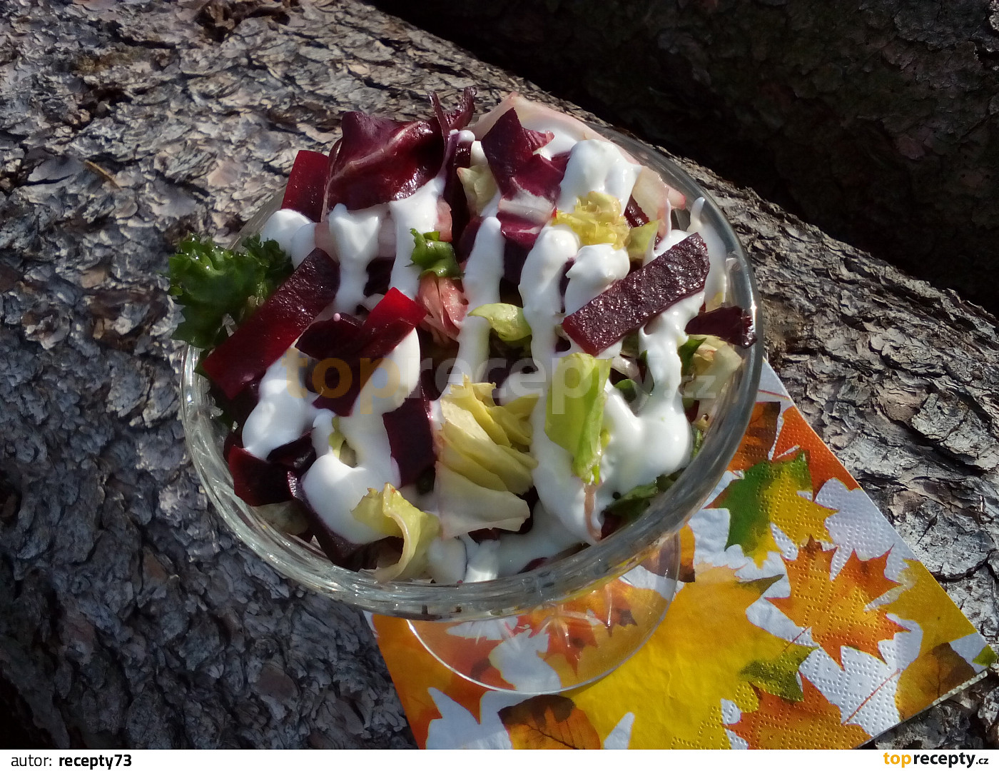 Listový salát s řepou a česnekovým dipem recept - TopRecepty.cz