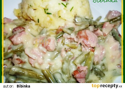 Fazolky s koprem, uzeným masem a smetanou recept - TopRecepty.cz